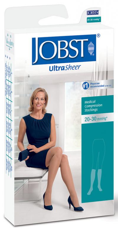 UltraSheer Knee-High Firm Compression Stockings 20-30mmHg Small, Natural